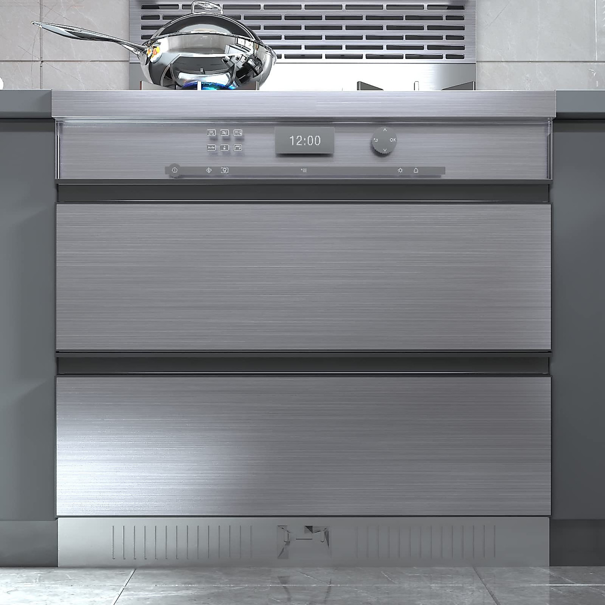 VOLEAAR Glossy Silver Stainless Steel Contact Paper 15.7 x 393.7 Inches Peel and Stick Vinyl Brushed Metal Look Wallpaper for Kitchen Cabinet Countertop Dishwasher Appliances Wrap Fridge Cover