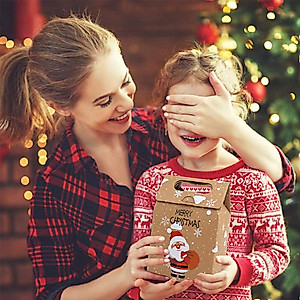 CCINEE Christmas Treat Bags, 24pcs Kraft Paper Gift Bags for Christmas Party Gift Packing Supply