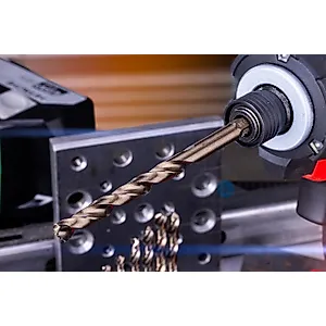 NordWolf 21-Piece M35 Cobalt Drill Bit Set for Stainless Steel, Hard Metals & Cast Iron, Jobber Length with 1/4" Hex Shank, SAE Sizes 1/16" to 1/2" in Storage Case