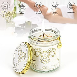 YTENTE Aries Candles Gift for Women,Zodiac Crystals Candles,Astrology Gift March Birthday Gifts for Women Mom Sister Lavender Scented Soy Candles