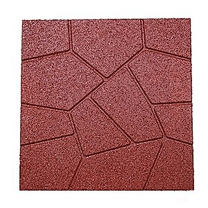 RevTime Dual-Side Garden Rubber Paver 16"x16" for Patio Paver, Step Stone and Walk Way, Safety Rubber Tile Red (6 PCS per Pack)