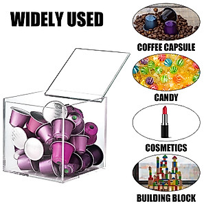 DARENYI Coffee Pod Holder with Lid, 5 x 5 inch Acrylic Storage Box for Nespresso VertuoLine Capsule K Cup Kcup Holder Coffee Pod Tea Bag Candy Storage Organizer Container
