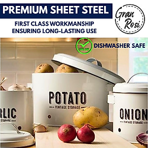Granrosi Potato Storage For Pantry, Canister Sets for the Kitchen Counter, Onion Storage Containers, Garlic Keeper For Counter, Potato and Onion Storage Bin, Onion Keeper, Potato Bin, Potatoes Storage