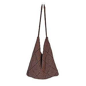 MS SHEA MAY Tote Bag Aesthetic Fairy Grunge Hobo Knitted Bag Hippie Purse Cottagecore Accessories Fairycore Aesthetic Brown