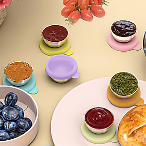 6 PCS 1.6 oz Salad Dressing Container To Go,Stainless Steel Condiment Containers with Leakproof Silicone Lid Reusable Condiment Sauce Cups with Lids Small Dipping Sauce Cups Container for Lunch Box