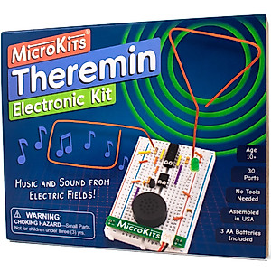 MicroKits Theremin Electronics Kit | Educational Electronic Music STEAM/STEM Kits for Kids or Grown Ups | No Tools Needed Easy to Build Breadboard Kit