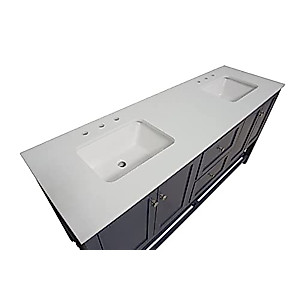 Kitchen Bath Collection Lakeshore 72-inch Double Bathroom Vanity (Engineered White/Marine Gray): Includes Marine Gray Cabinet with Engineered White Countertop and White Ceramic Sinks