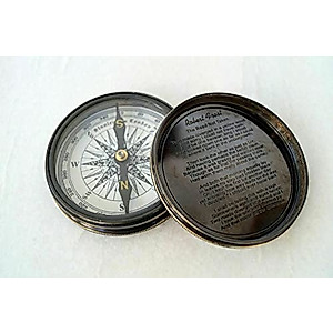 Brass Compass Antique Nautical Maritime 3" Poem Compass Stanly London 1885 Pocket Compass