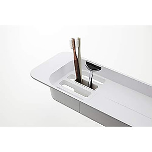 Yamazaki Home Tower Expandable Bathtub Caddy – Bathroom Tray Table Holder., White