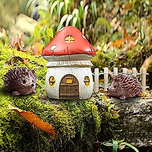 BEZALEL Fairy Garden Accessories Miniatures Fairy House Fairy Garden Kit for Kids Includes Fairy House Mini Hedgehog Fairy Garden Fence, Fairy Garden Kit for Plant Pots Patio Bonsai Terrariums Decor