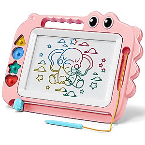 SGILE Toys for Kids, Magnetic Drawing Board for Early Learning, Color Erasable Doodle Writing Pad Gift for Baby Girls Boys, Painting Sketch Pad with Four Stamps for 3 4 5 Year Old Toddlers, Pink