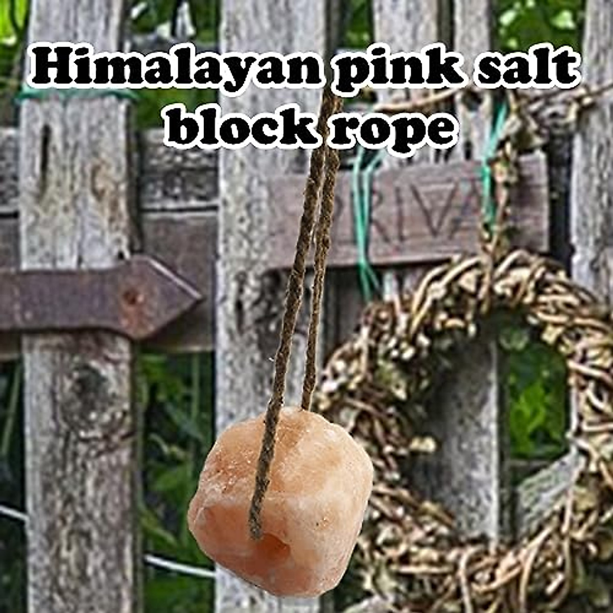 MUYG Himalayan Salt Lick Natural Minerals Block on Rope for Horses,Cattles,Deer,Goat and Other Livestock Long Lasting Original Pink Salt Lick (2.4-3.3 lbs)