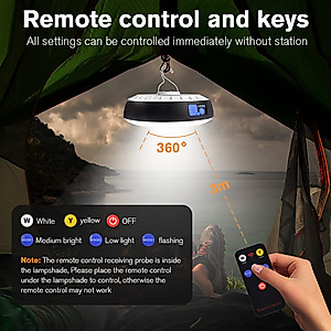 Ainiv USB Solar Camping Light, LED Rechargeable Camping Lanter with Remote Control, IPX4 Waterproof Rechargeable Tent Light 30W with Magnet for Camping, Hiking, Outage, Hurricane, Emergency