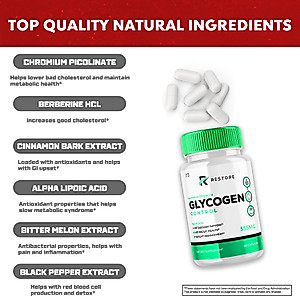 S.O Labs Restore Glycogen Control, Restore, Glycogen Control, Restore Glycogen Control Advanced Formula Support Supplement, Restore Glycogen Control Metabolic Health Pills (60 Capsules)