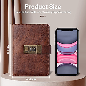 WEMATE Password Book with Lock, Password Book with Alphabetical Tabs 600+ Password Spaces, Password Logbook with Lock, Password Keeper for Computer 4.33 X 6.18 Inch Brown