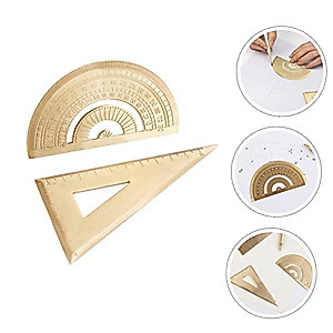 Operitacx 2 Sets Triangular Ruler Math Triangle Ruler Measuring Ruler Metal Triangular Ruler Clear Ruler Ruler Metal Protractor Metal Triangle Ruler Practical Protractor Scale