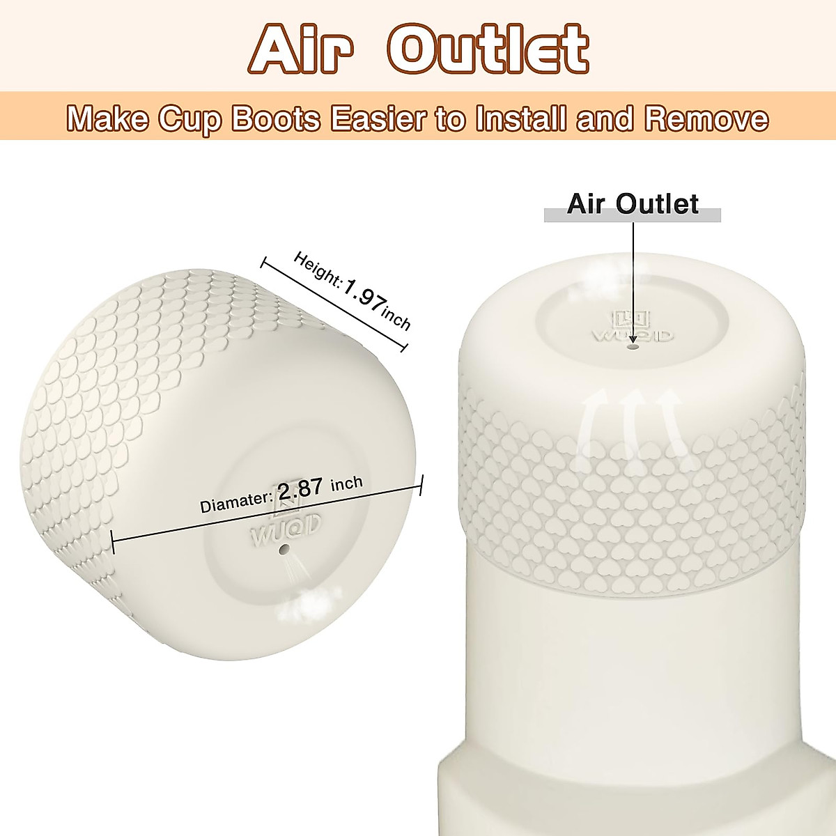 WUQID Heart Shaped Texture Silicone Boot Compatible with Stanle Quencher H2.0 & IceFlow Flip 20oz 30oz 40oz and Hydro Sport Flask 12-24oz, Anti-Slip Bottle Bottom Sleeve Cover