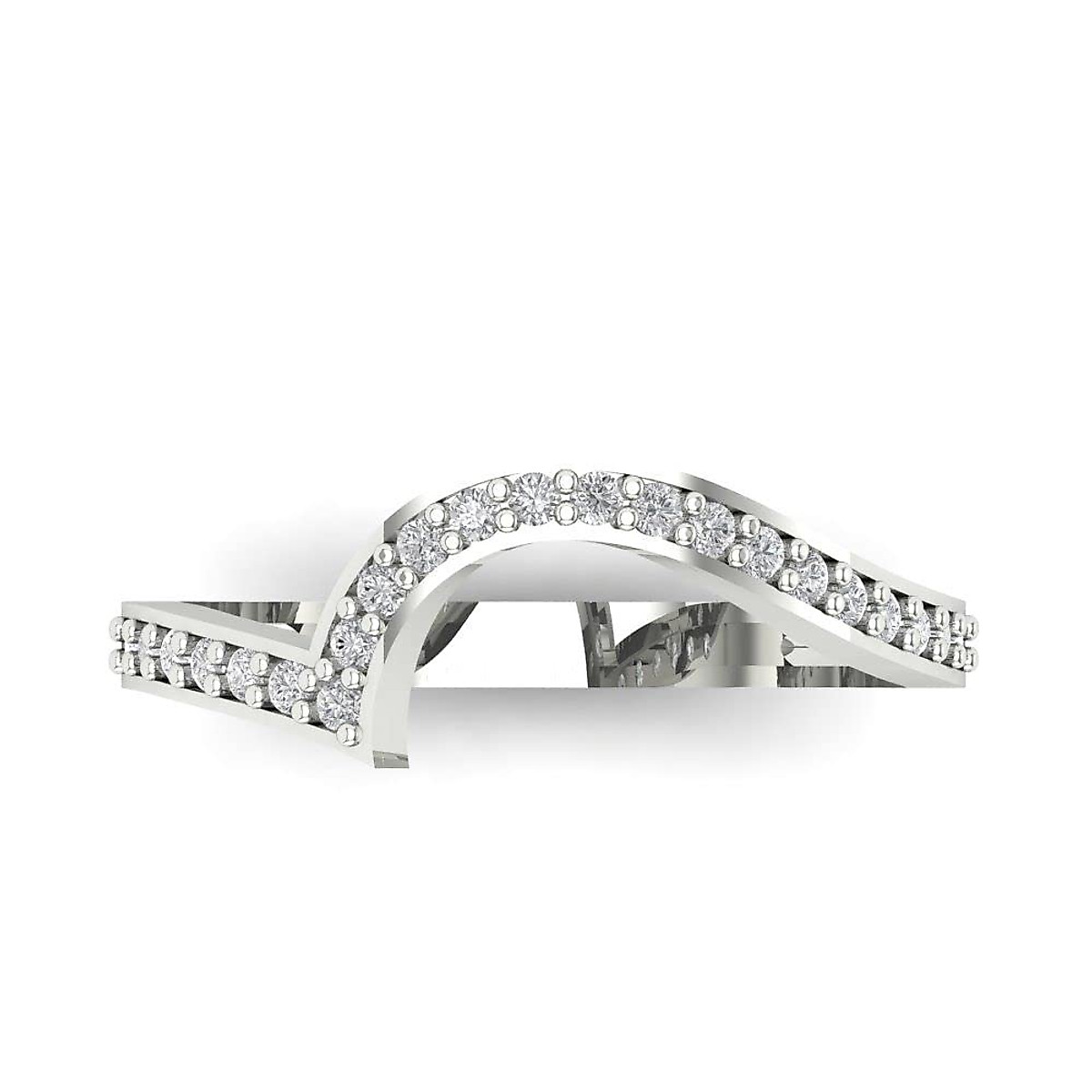 Clara Pucci 0.16 ct Brilliant Round Cut Clear Simulated Diamond 14k White Gold Stackable Wedding Engagement Promise anniversary Band Size 6