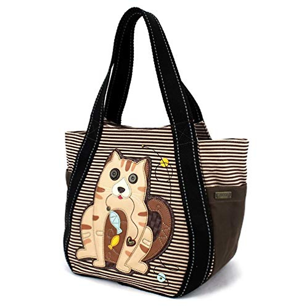 Chala Handbags Cat with Fish Gen II Carryall Zip Tote Cat Lover