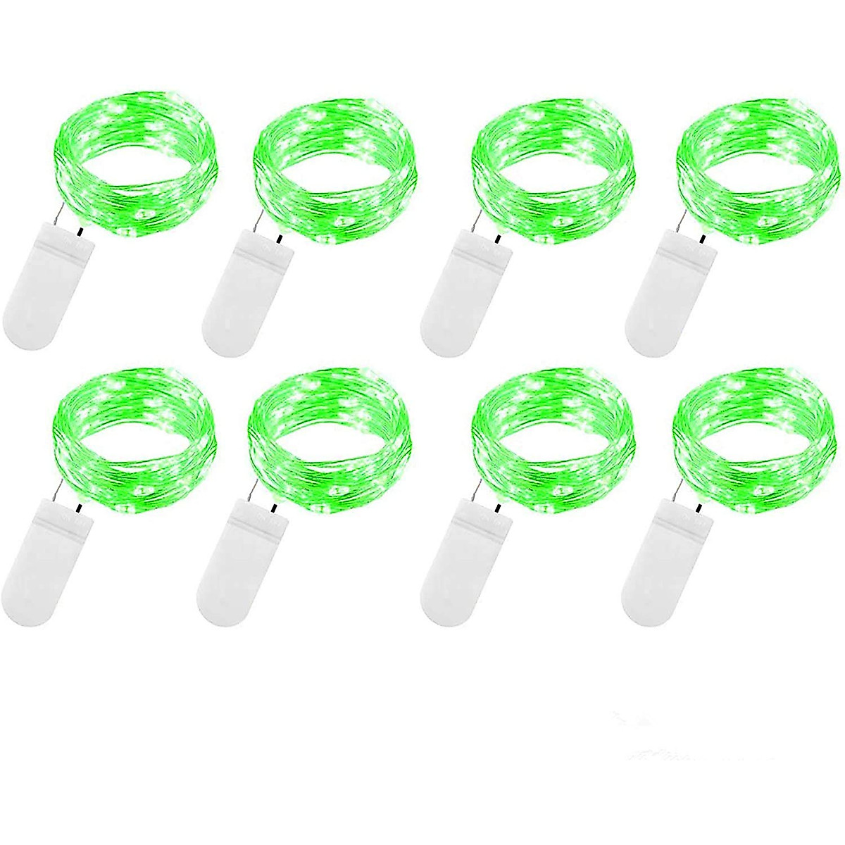 VOOKRY 8 Pack 30 Led Fairy Lights Battery Operated String Lights - 10ft Green Waterproof Silver Wire Firefly Starry Moon Lights for DIY Crafts Wedding Party Christmas Centerpiece Table Decorations