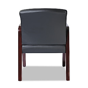 Alera ALERL4319M Alera Reception Lounge Series Guest Chair, Mahogany/black Leather