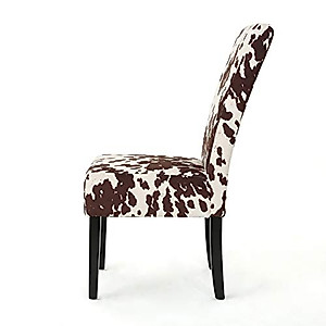 Christopher Knight Home Evelyn Contemporary Velvet Dining Chairs (Set of 4), Milk Cow, Espresso