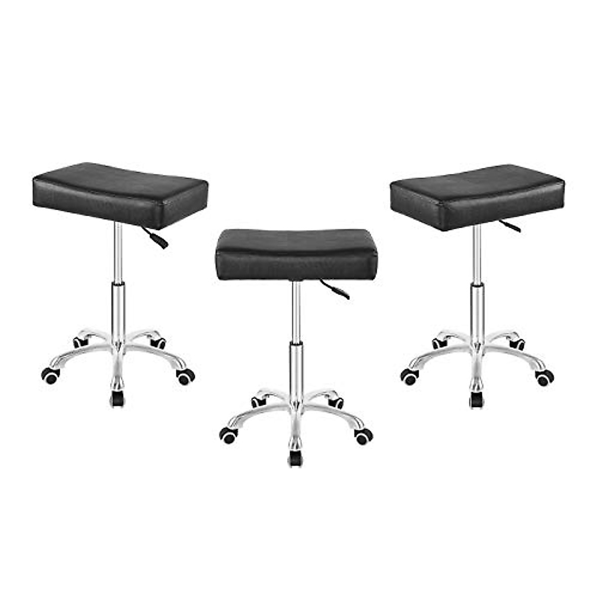 Nazalus Rolling Swivel Stool Height Adjustable with Wheels Heavy Duty for Office Home Desk Counter Salon (Black) (Black, Without Footrest)