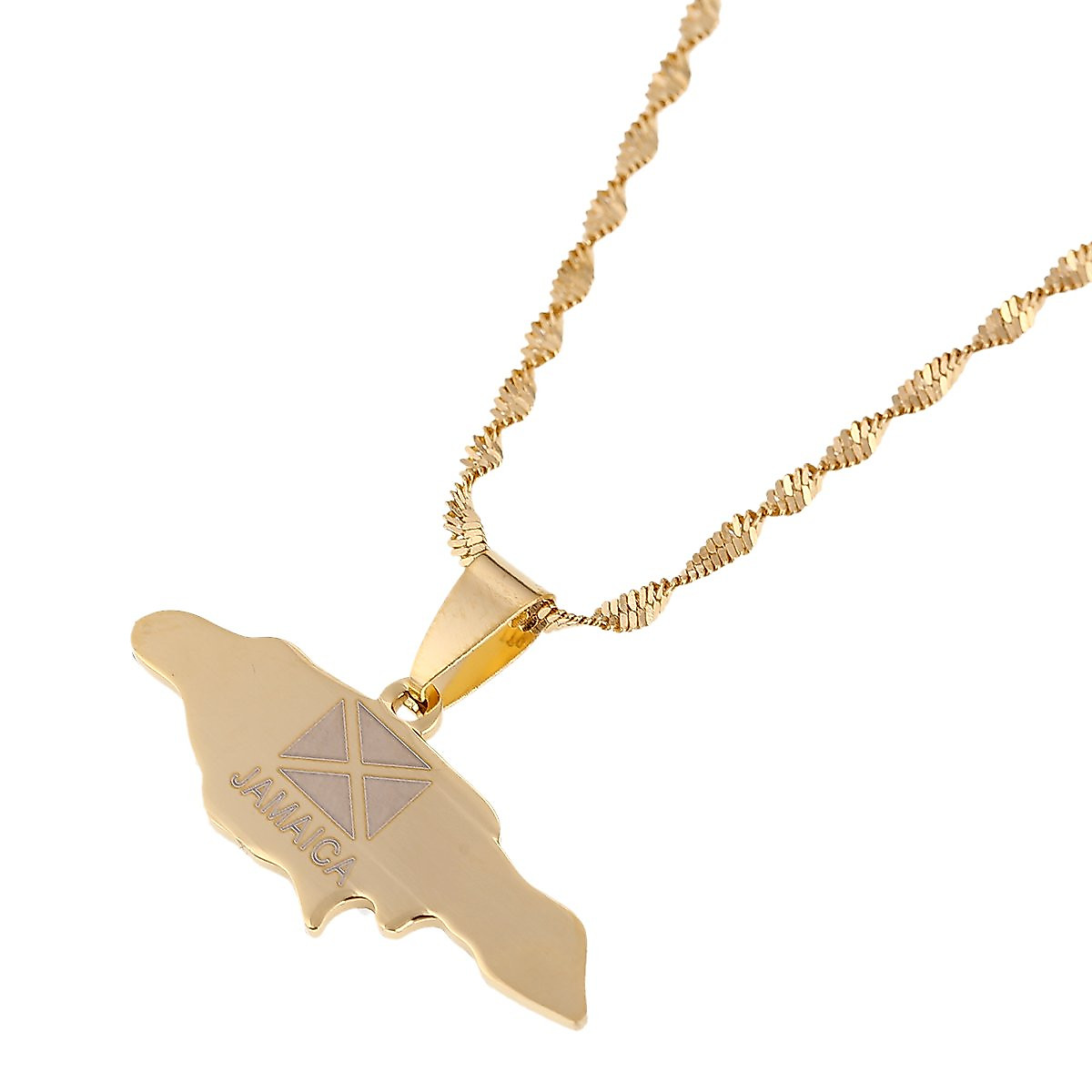 Jamaica Map Pendant Necklaces Jewellery Gold Jamaican Map Flag Jewelry