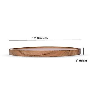 Samhita Acacia Wood Round Cheese Board, Charcuterie Board with Rimmed Edge for Serving Cheese Beverages & Food on Bar Living Room (13" x 13" x 1")