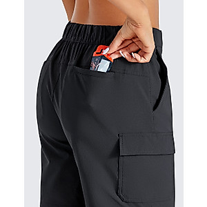 CRZ YOGA Stretch Hiking Cargo Shorts for Women 7'' - UPF 50+ Waterproof Lightweight Summer Outdoor Golf Shorts with Pockets Black_Shorts X-Small