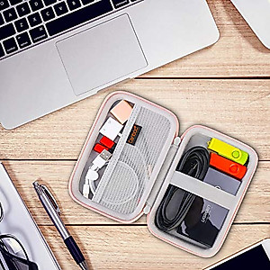 Canboc USB Hub Organizer Case USB C Hub Adapter USB Splitter USB Extender Holder for Anker Hiearcool UGREEN LENTION Multi USB Port Drives, Mesh Pocket fit Flash Drive Macbook Air Pro Charger,Rose Gold