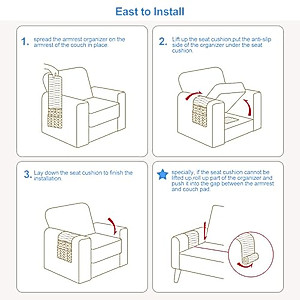 Iwtmm Arm Chair Organizer, Armchair Caddy for Recliner Non-Slip Couch Caddy with 6 Pockets, Magazines, TV Remote Control Holder, 19 x 35 inches