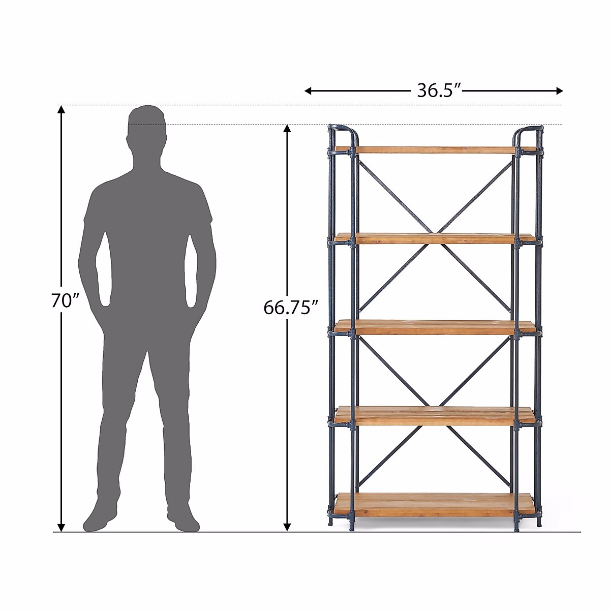 Christopher Knight Home Yorktown 5-Shelf Bookcase, Antique