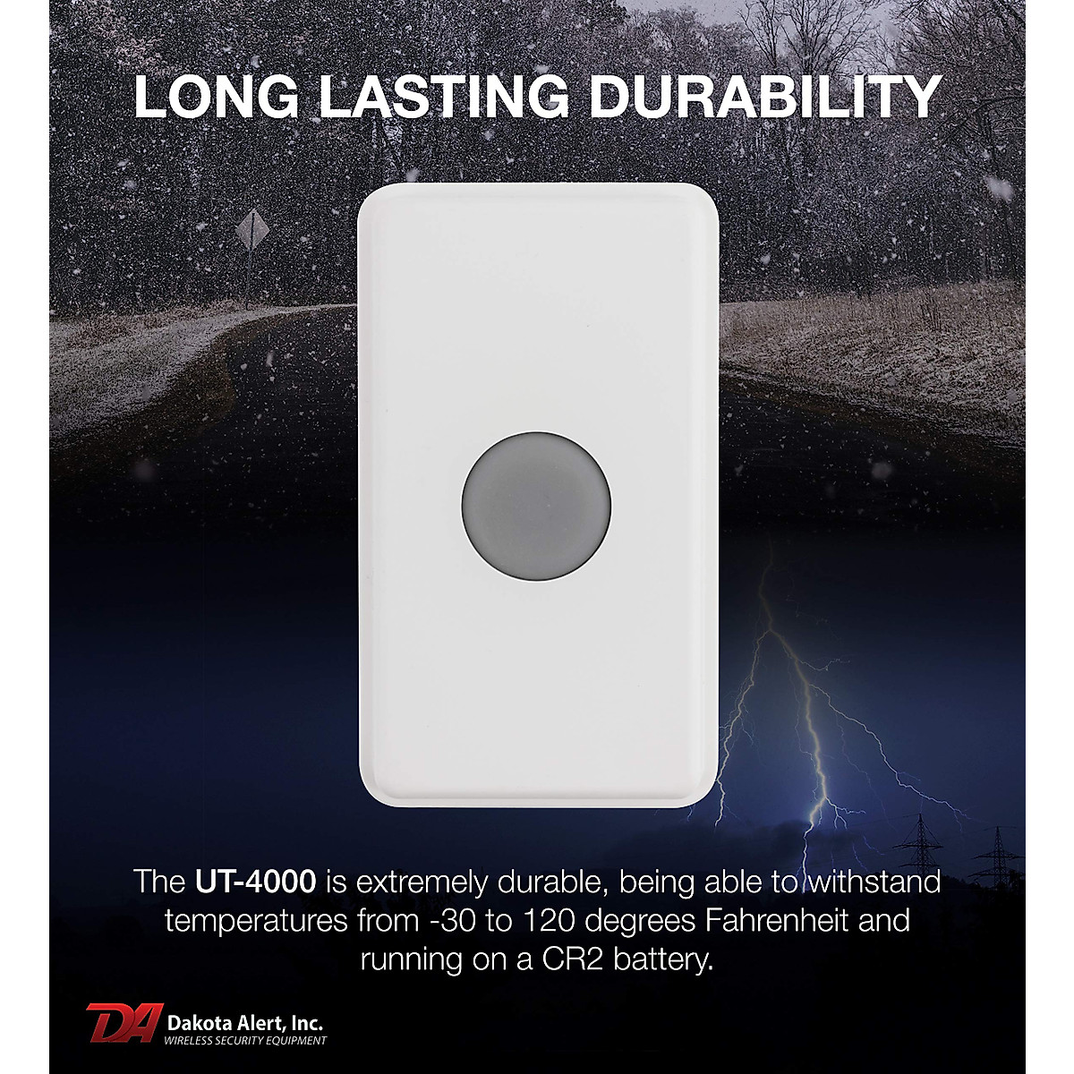 Dakota Alert UT-4000, Universal Transmitter for Wireless Home Security & Doorbell-1 Mile Long Range, Compatible with 4000 Series Receiver, Driveway Alarms Wireless, Mailbox Alert, Weatherproof Sensor