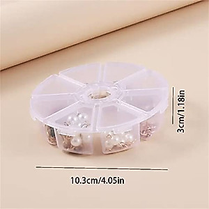 8 Compartments Jewelry Dividers Box Plastic Clear Round Storage Box Earring Bead Case Storage Container for Beads, Nail Art, Crafts