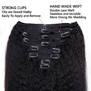 Mihugass Clip in Hair Extensions Real Human Hair Clip ins Double Weft Kinky Straight Clip ins for Women 120g 8pcs Clip on Hair Extensions Human Hair (18 Inch)