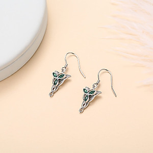 Lord of The Rings Earrings 925 Sterling Silver Arwen Evenstar Drop Earrings Hobbit Jewelry Lord of The Rings Christmas Stocking Stuffers Gifts for Women Men