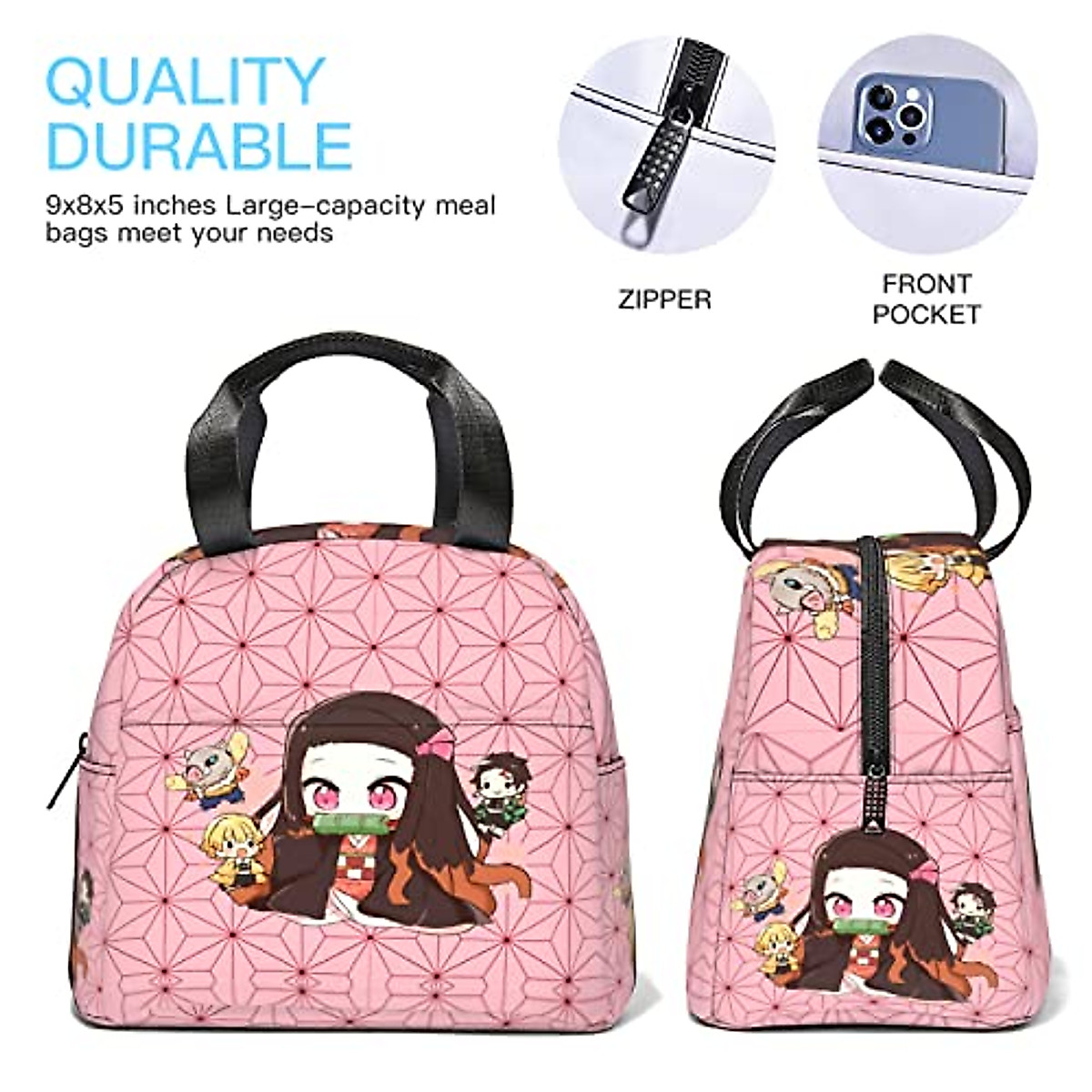 FGBXC Anime Insulated Lunch Bag Reusable Portable Lunch Box Snack Tote Bags For Adults Women Men Picnic Gifts Travel