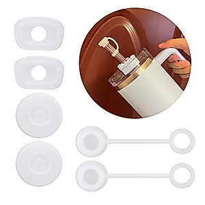 Silicone Spill Proof Stopper Set for Stanley, Spill Stopper Set Compatible with Stanley 1.0 40&30 Oz Tumbler with Handle, 2 Straw Cover Cap, 2 Spill Stopper&2 Leak Stopper for Stanley Cup Accessories