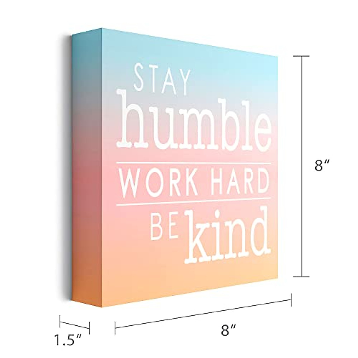 Barnyard Designs 'Stay Humble' Wooden Box Sign Motivational Desk Decor, Primitive Decor Office Desk Decorations for Women Office Bathroom Shelf Decor, Inspirational Desk Decor, 8x8