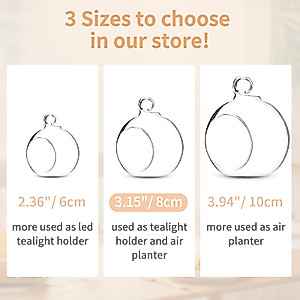 100 Pcs 3.15"/ 8cm Hanging Glass Tealight Holder Globe, Plant Terrariums Glass Orbs, Air Plants Tea Light Candle Holders, Home Decor Outdoor Garden (90 Pcs + 10 Pcs)