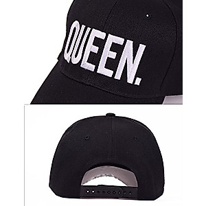 King Queen Hats Matching Snapbacks Hip Hop Hats Couples Snapback Caps Adjustable Black