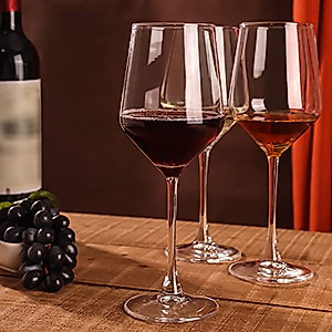 HAKEEMI Laser Cold Cutting Wine Glasses Set of 8, 17 oz Clear Wine Glasses with Stem, Dishwasher Safe