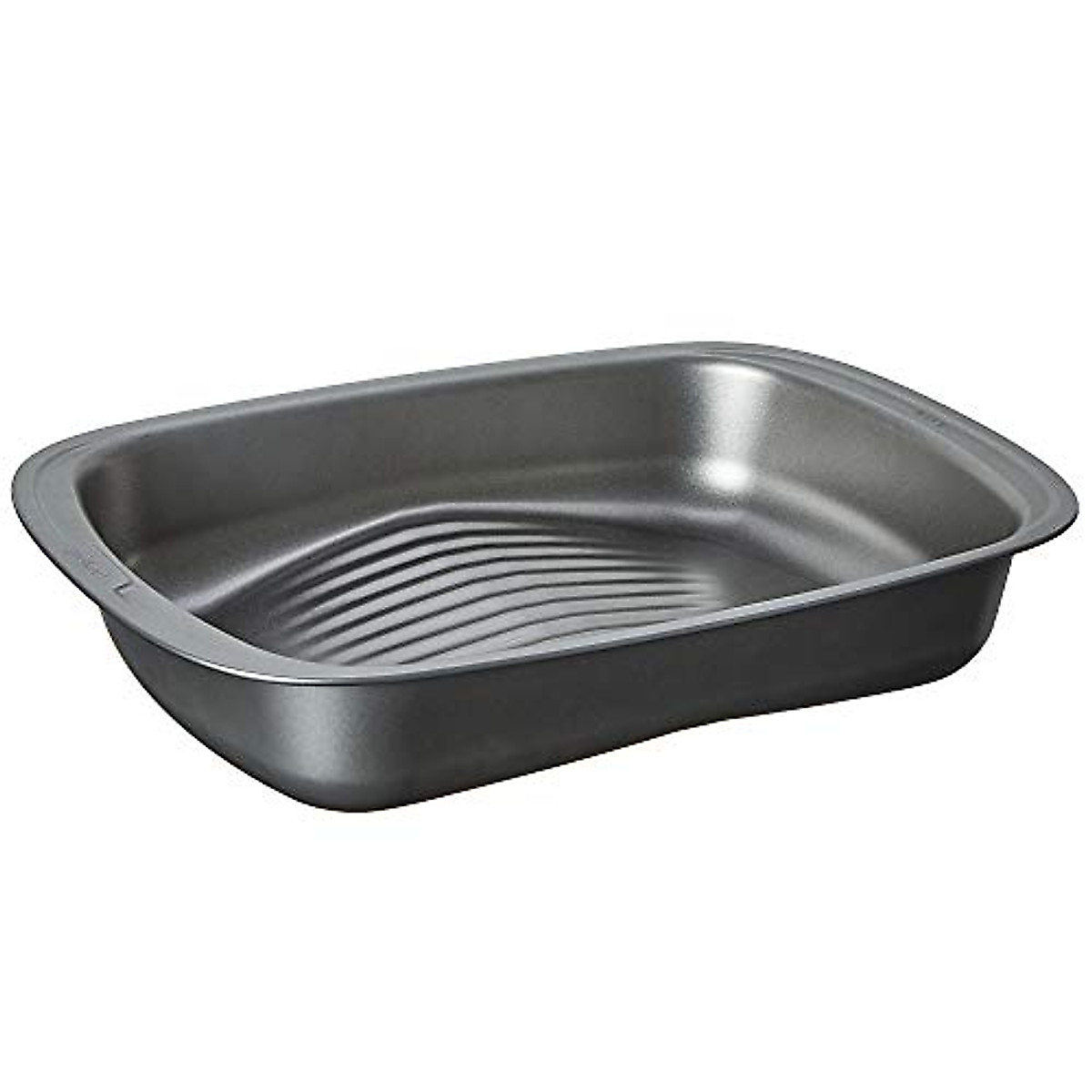 Goodcook Quick Roaster Pan and locking rack, with juice gathering pools for easier, safer, faster basting, 17x12x3 inches, Grey