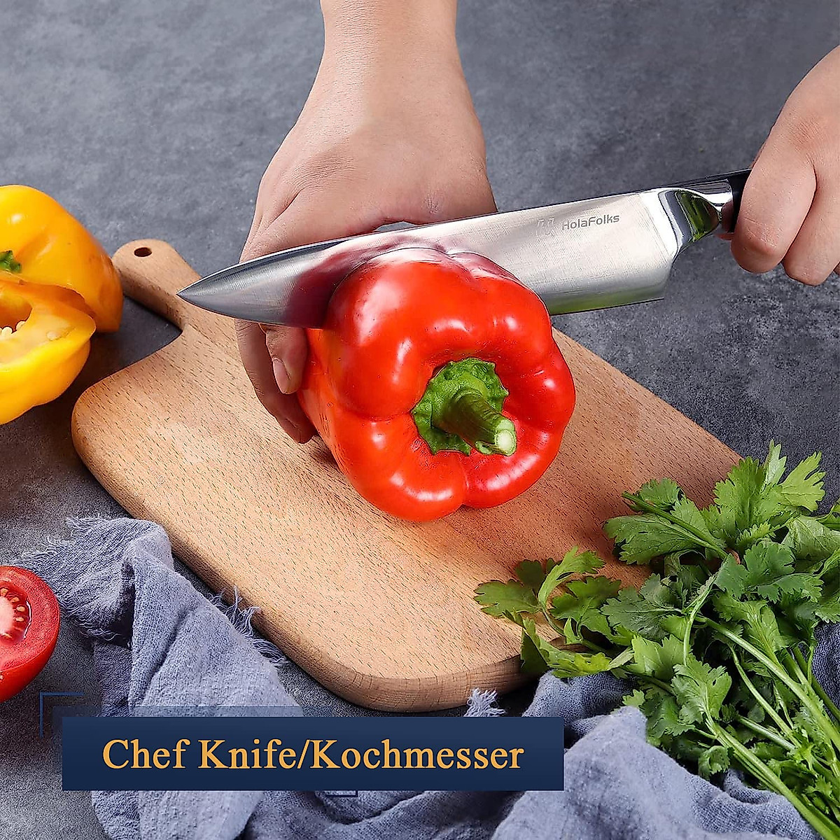 Japanese Chefs Knife Set, 8" Chef Knife & 7" Santoku Knife & 5" Utility Knife,High Carbon Stainless Steel Sharp Paring Kitchen Knife with Ergonomic Handle,Kitchen Gadgets for Women & Men with Gift Box