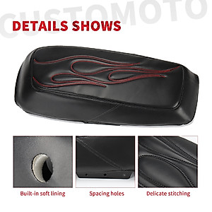 Customoto Flame Pattern Saddlebag Lid Covers Compatible with 2014-2023 Harley Touring Road King Street Glide Road Glide Electra Glide, Red
