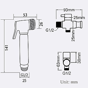 JIYTG Toilet Handheld Bidet Sprayer Handheld Toilet Bidet Sprayer Set Kit Cloth Diaper Sprayer Kit Brass Cold Water with HoseToilet Spray Gun Set