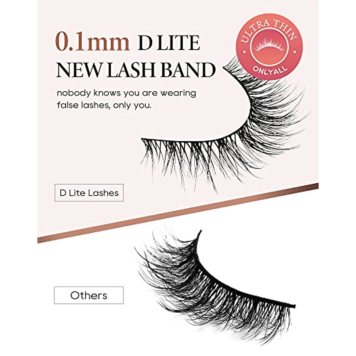 Onlyall Natural Lashes Wispy Lashes Natural Look False Eyelashes Natural Flared Eyelashes False Eye Lashes Soft Fluffy Lashes 7 Pairs D1