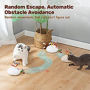 Potaroma Electric Running Cat Laser Toys Interactive, Fluttering Butterfly, 4in1 Automatic Rechargeable Kitten Toy, Colored Feather, Indoor Exercise Cat Kicker, White