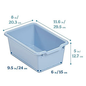 ECR4Kids Scoop Front Storage Bin, Multipurpose Organization, Powder Blue, 30-Piece